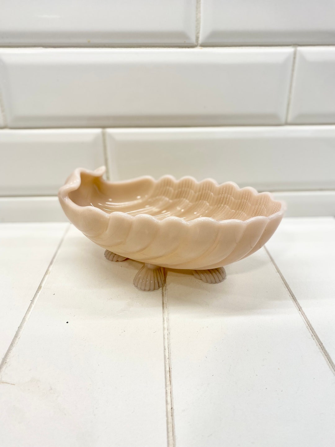 Vintage Jeanette Tuscan Pink Milk Glass Footed Compote, Pale Pink Milk ...