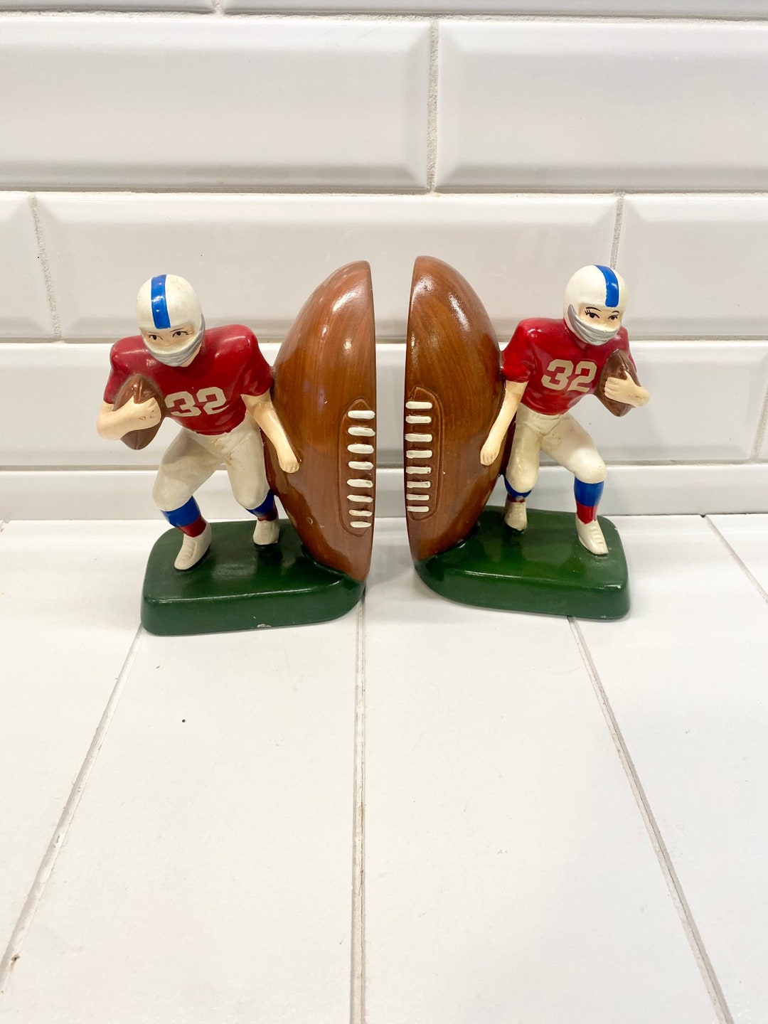 Vintage 1977 Sears and Roebuck Football Player Book Ends, Vintage Child ...
