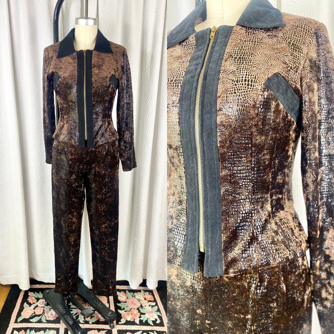 Vintage 1980s Faux Snakeskin Two Piece Suit, Vintage Snakeskin Suit ...