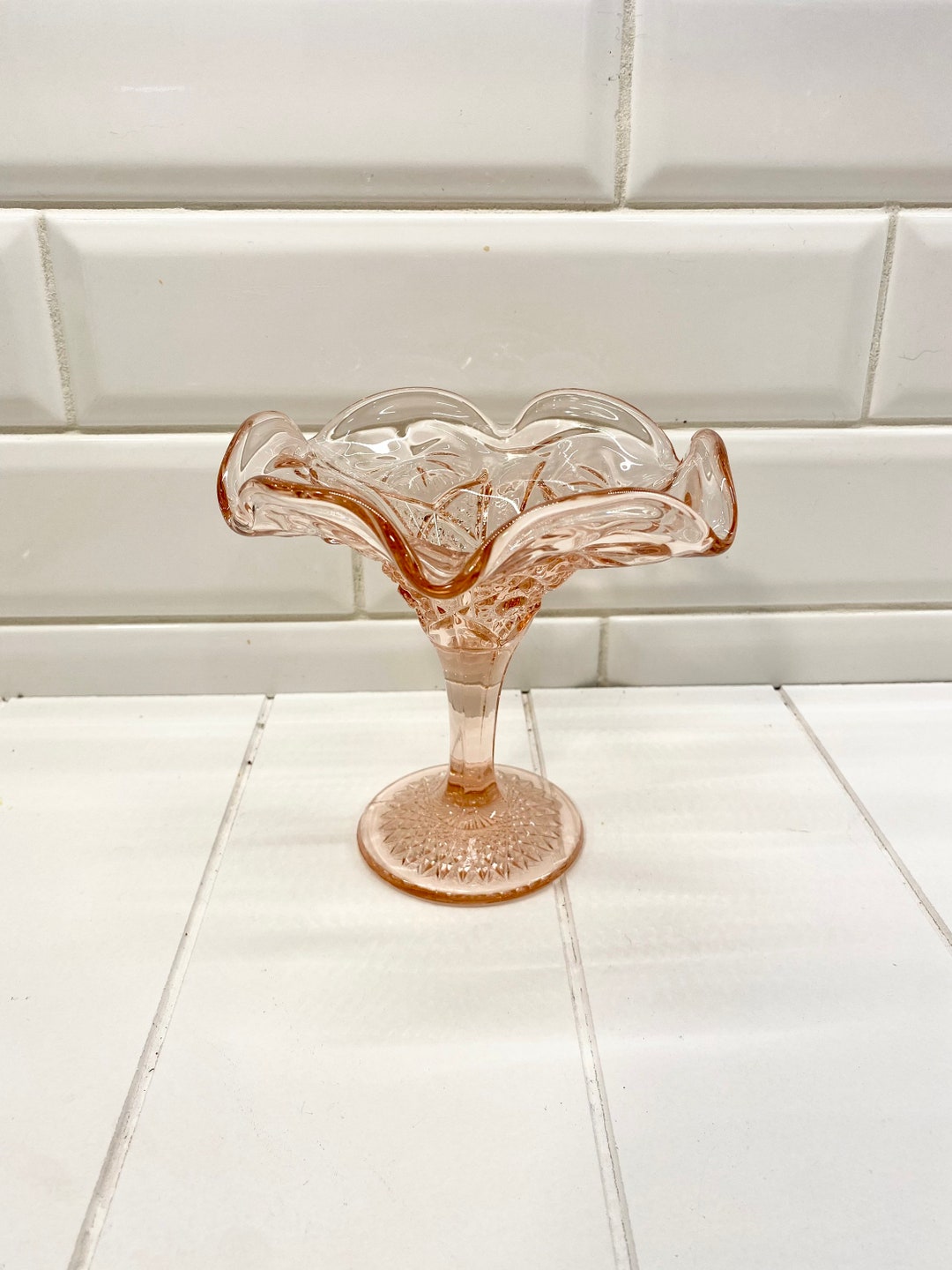 Vintage Pink Fenton Glass Pedestal Candy Dish, Vintage Fenton Dish ...