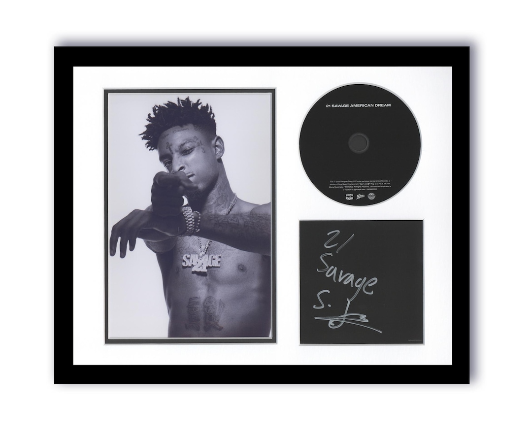 Rapper 21 Savage American Dream Autograph Signed 11x14 Framed CD Photo ...
