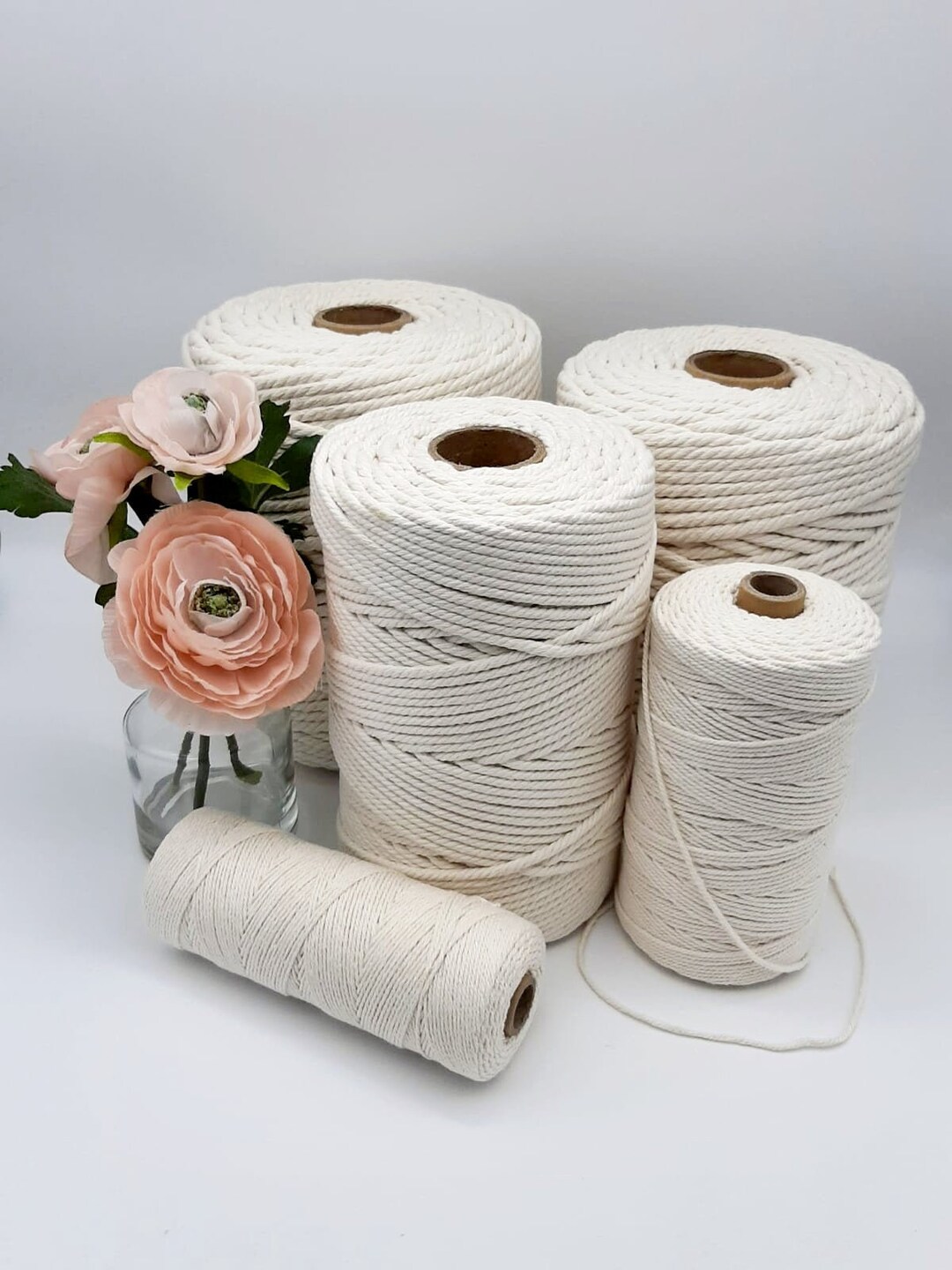 6mm 5mm 4mm Macrame Cord 100% Natural Cotton | 100M / 200M | 4 Strand ...