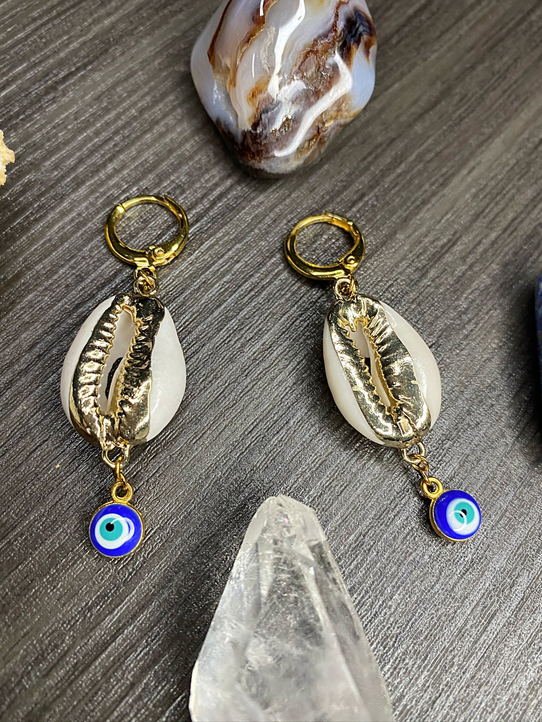 Cowrie Shell Evil Eye Earrings - Etsy