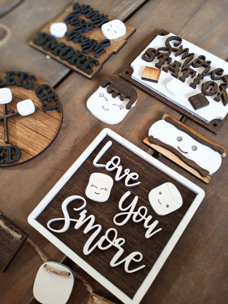 Smores Tier Tray Set S'moresmini Wood Signs - Etsy