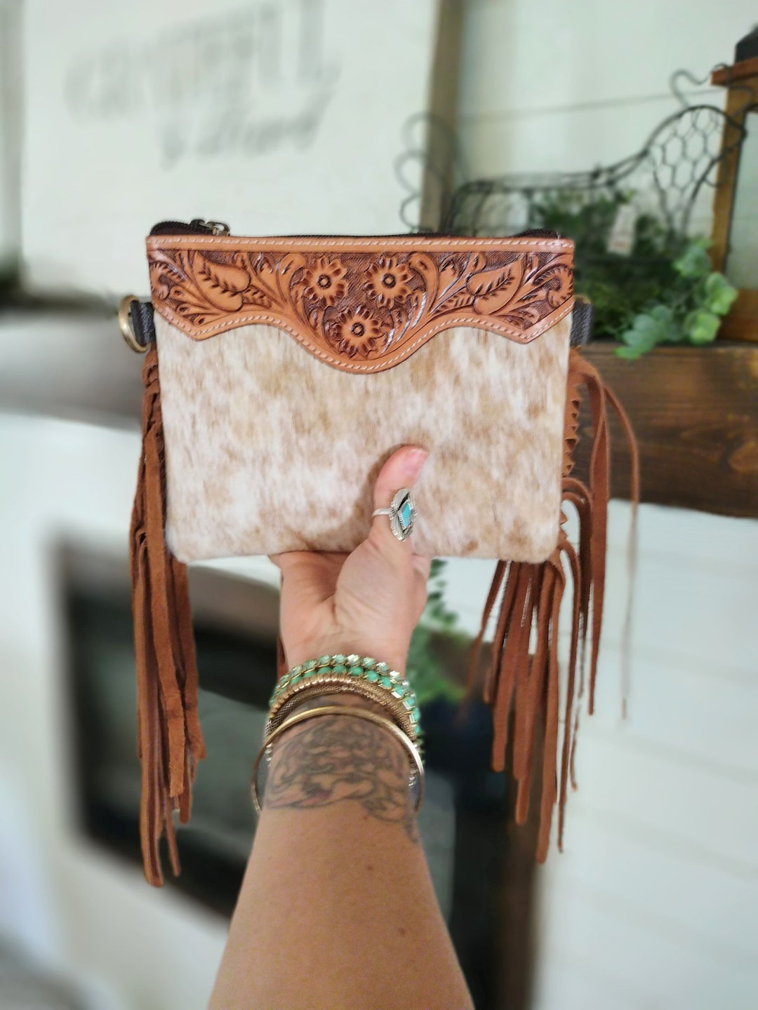 Cowhide Clutch.cowhide Bag.cowhide Wristlet. Cowhide Side Bag. Cowhide ...