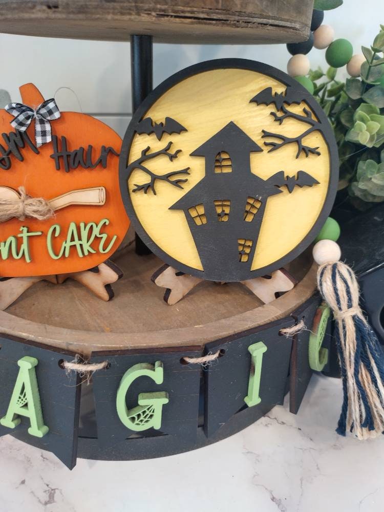 Halloween Tier Tray . Halloween Signs..halloween. Tier Tray - Etsy