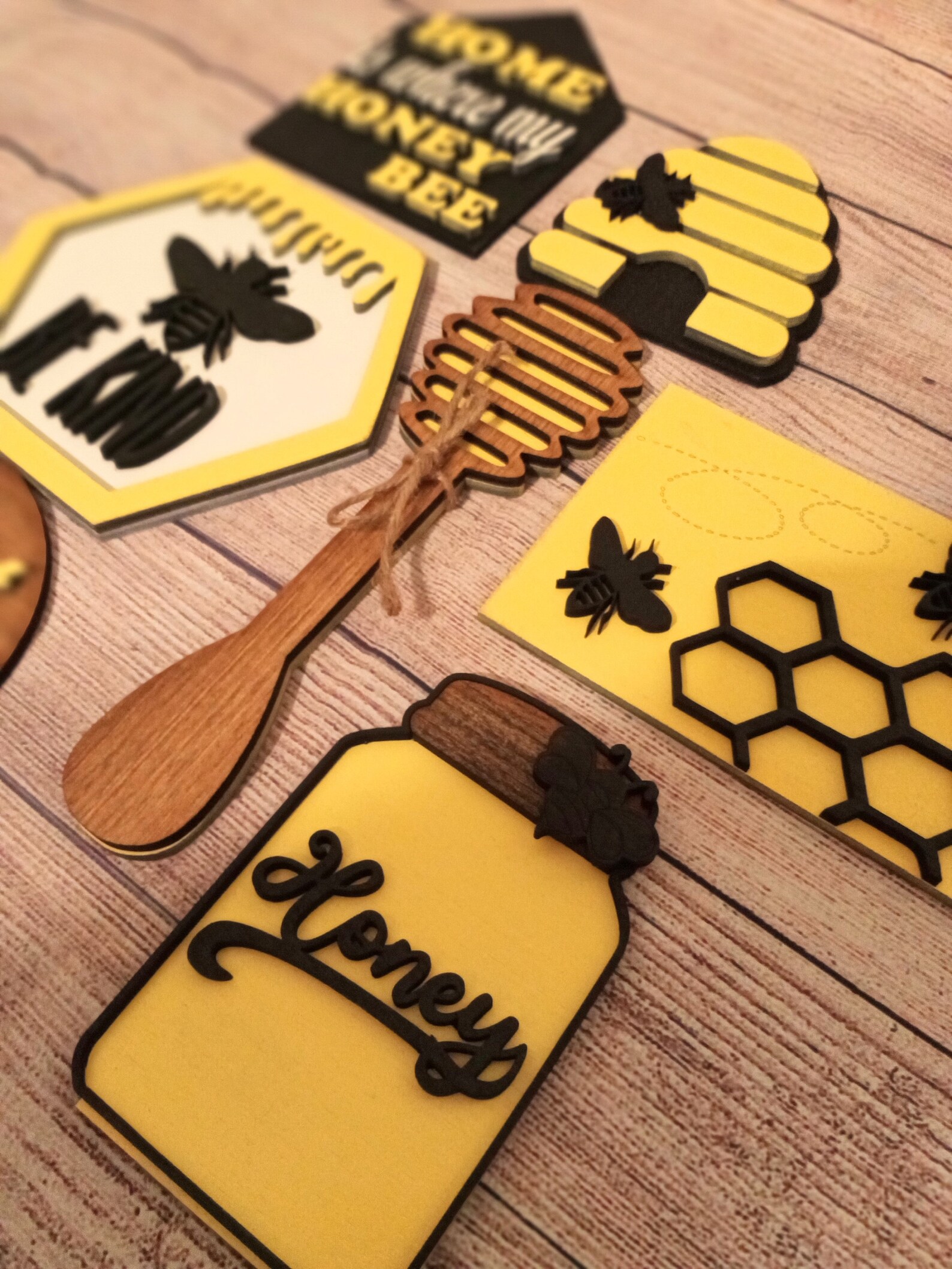 Bee tiered tray bee bee hive honey honey dipper honey | Etsy