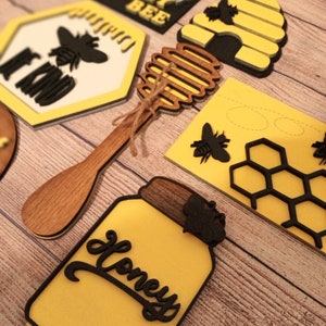 Bee tiered tray bee bee hive honey honey dipper honey | Etsy