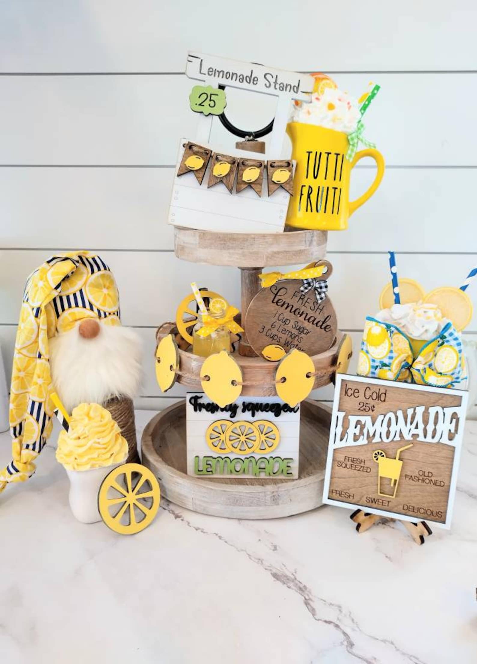 Lemonade Tier Tray Set Lemon Decor Lemonade Tier Tray Set - Etsy