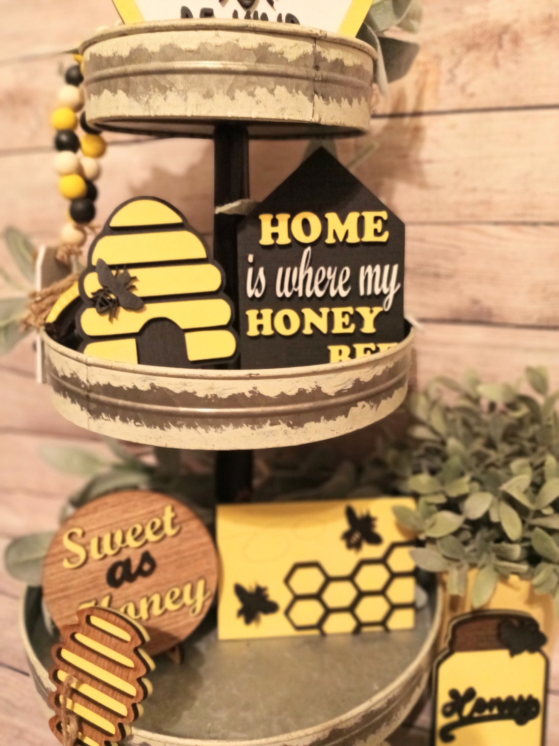 Bee tiered tray bee bee hive honey honey dipper honey | Etsy