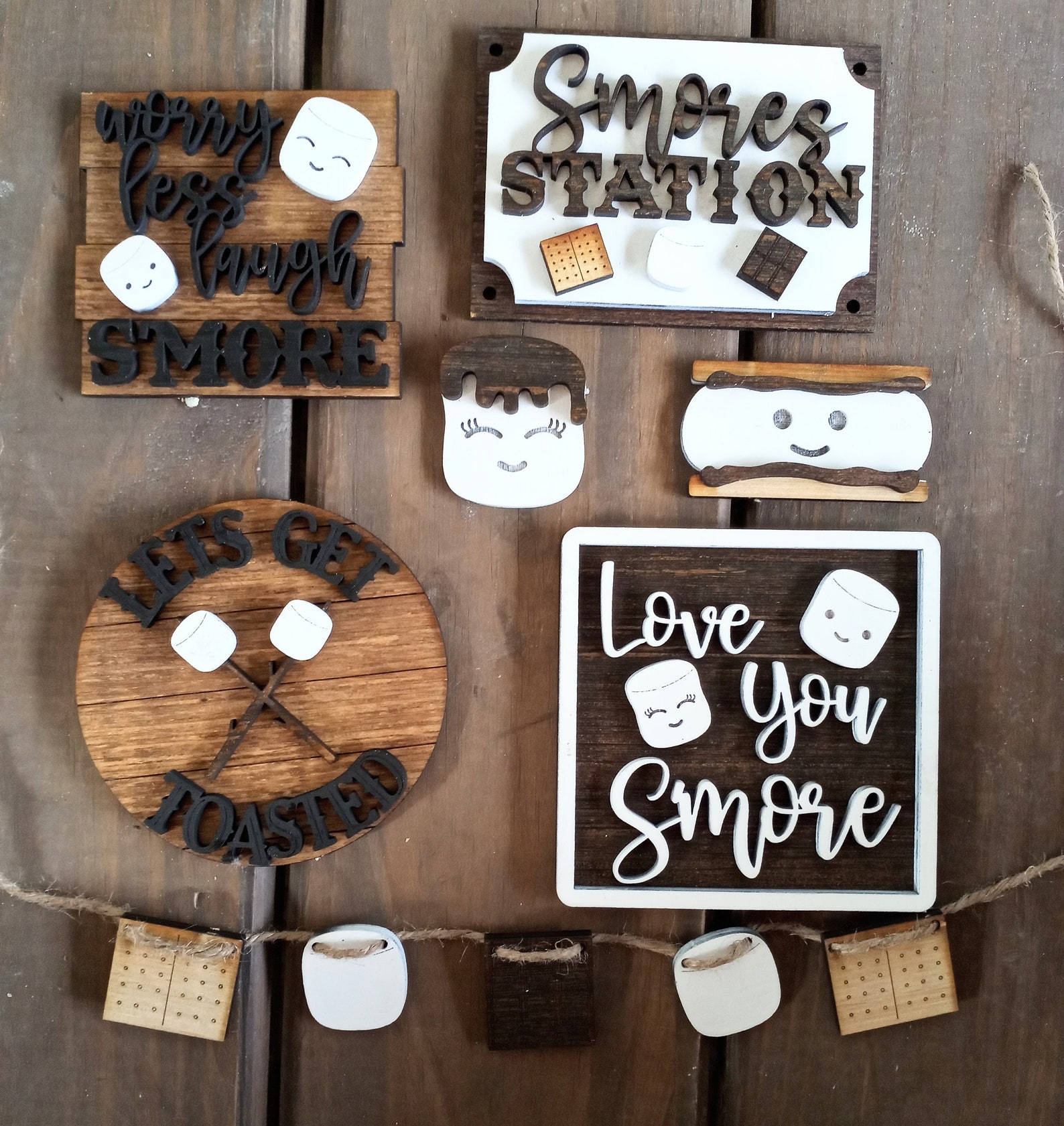 Smores Tier Tray Set S'moresmini Wood Signs | Etsy