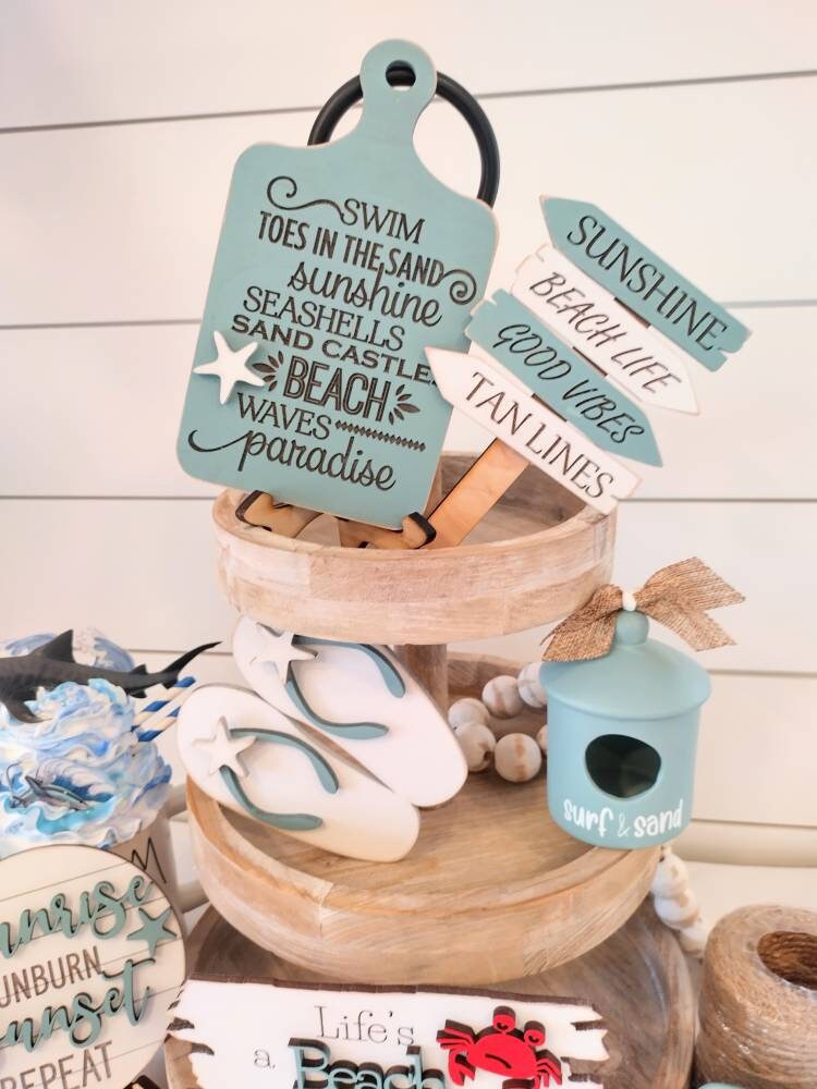 Beach Tier Tray Signs.. Beach Decor..beach Signs. Beach 3d - Etsy