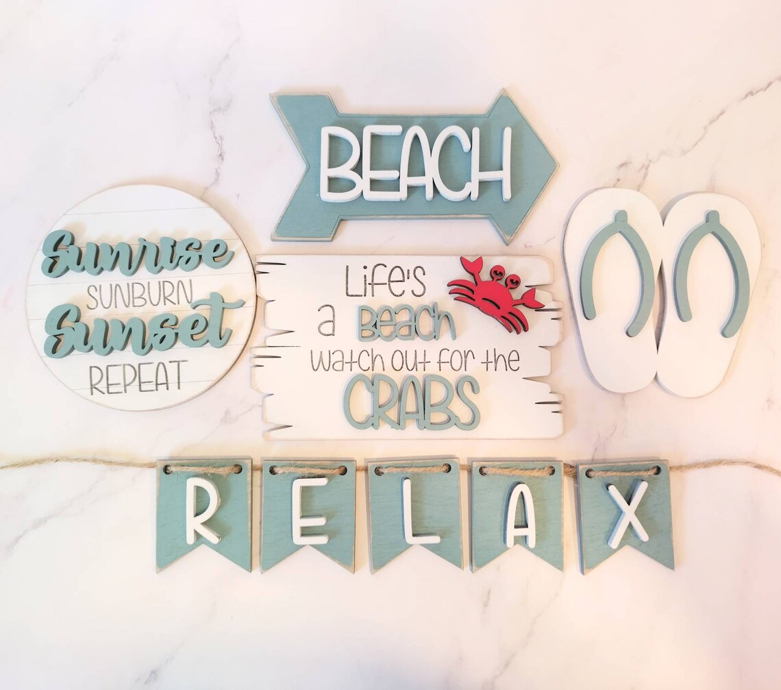 Beach Tier Tray Signs.. Beach Decor..beach Signs. Beach 3d Signs. Beach ...