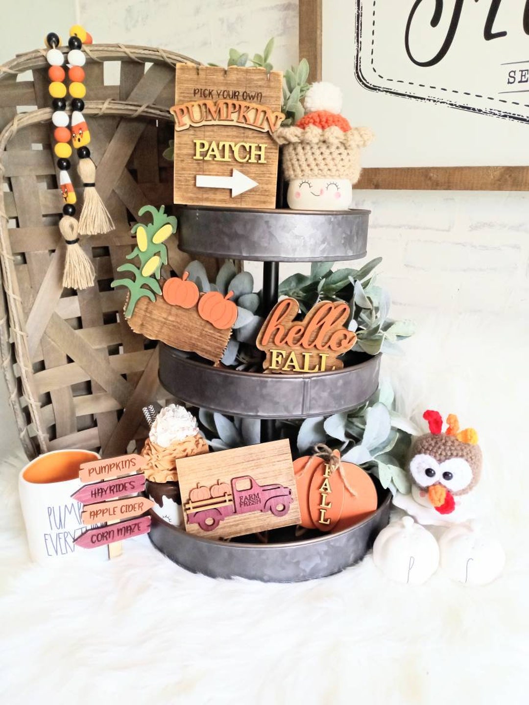 Fall Tier Tray. Thanksgiving Tier Tray. Pumpkin Patch Tier Tray. Mini ...