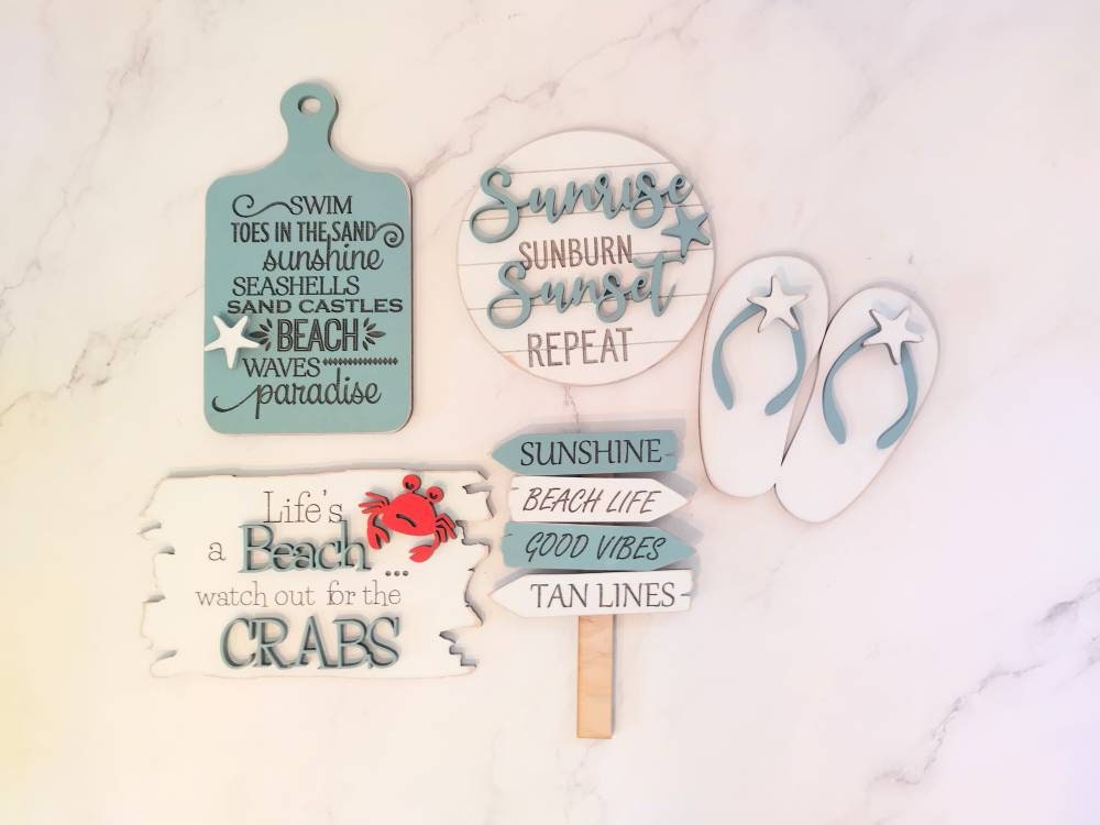 Beach Tier Tray Signs.. Beach Decor..beach Signs. Beach 3d - Etsy