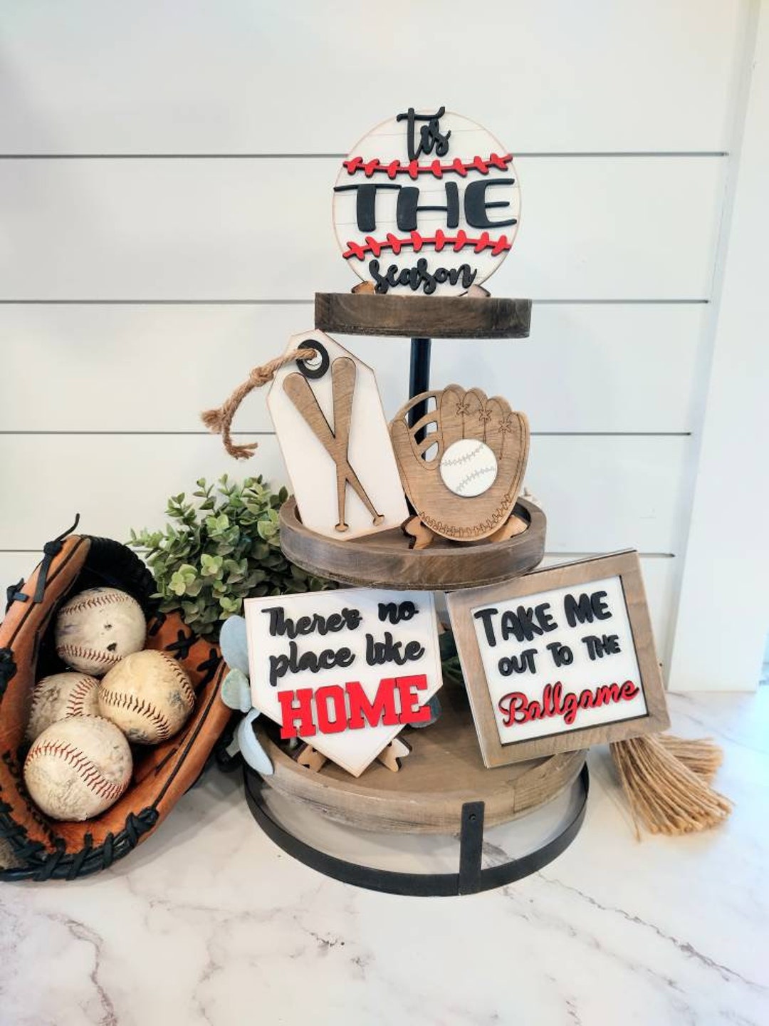 Baseball Tiered Tray Decor, Baseball Tiered Tray Signs ,baseball Decor ...
