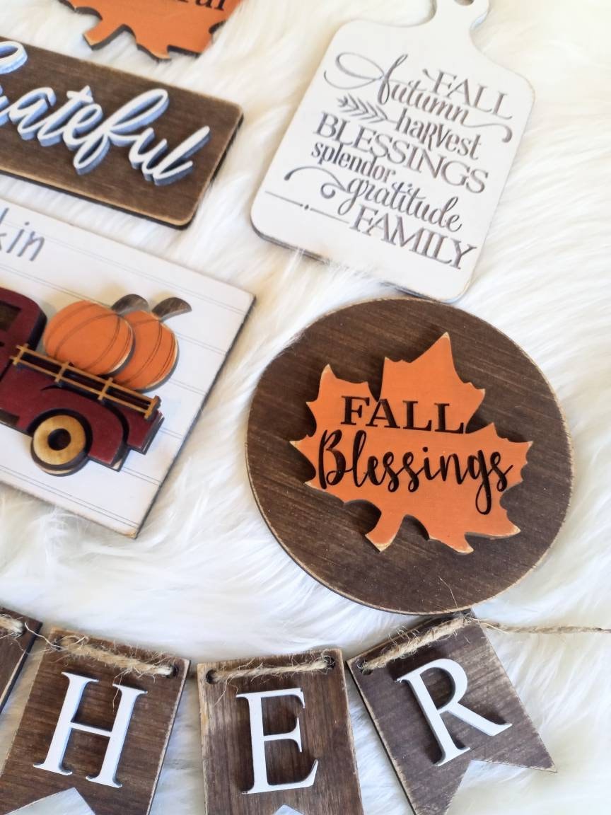 Fall Tier Tray Decor.. Fall Mini Signs.. Fall Signs for Tier Tray ...