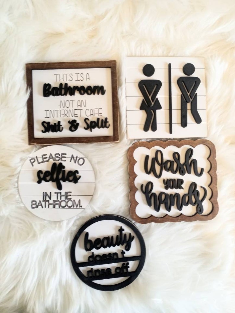 Bathroom Tier Trays Signs. Mini Signs for Bathroom. Bathroom | Etsy