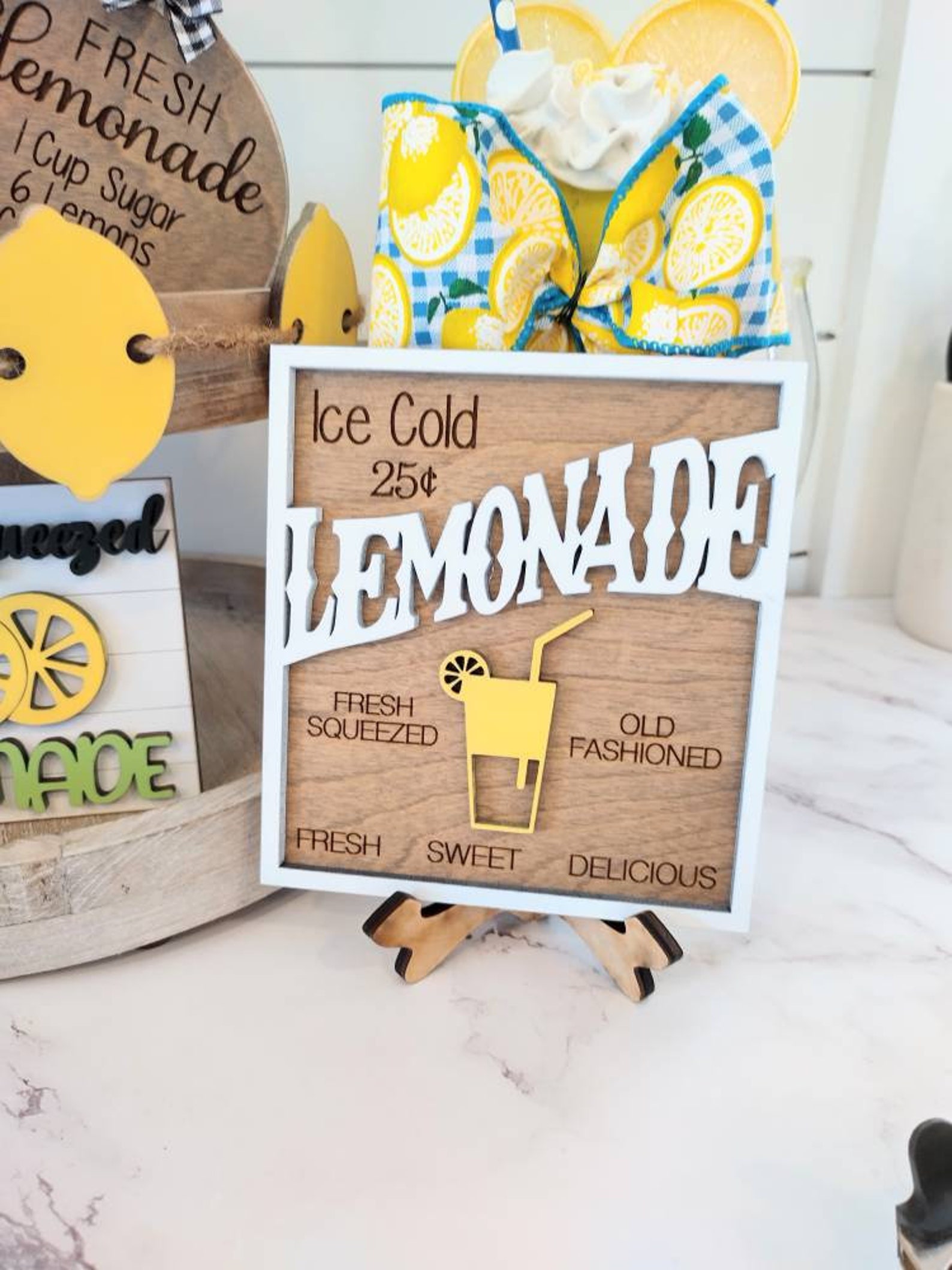 Lemonade Tier Tray Set Lemon Decor Lemonade Tier Tray Set - Etsy
