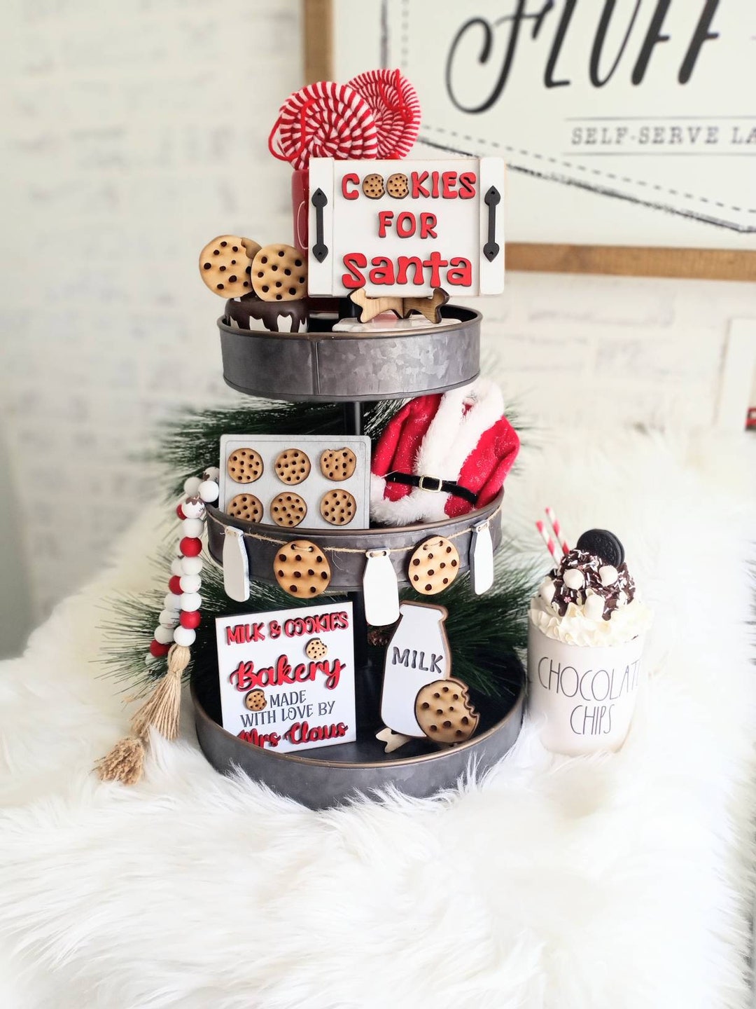 Santa's Milk and Cookies. Santa Milk and Cookies Tier Tray. Christmas ...
