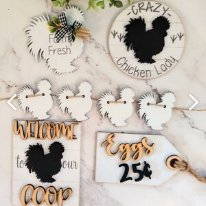 Farmhouse Tier Tray Decor Chicken Tier Tray Decor Crazy Chicken Lady ...