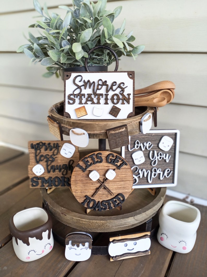 Smores Tier Tray Set S'moresmini Wood Signs | Etsy