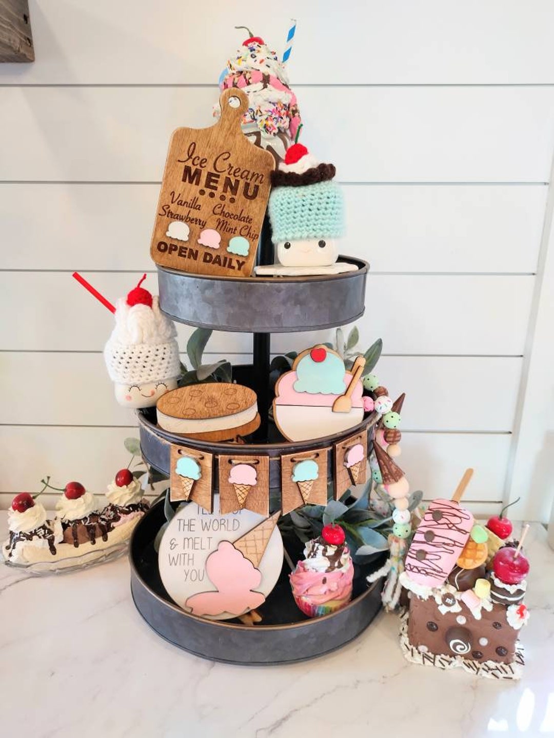 Ice Cream Tier Tray Decor I Scream You Scream We All Scream for Ice ...