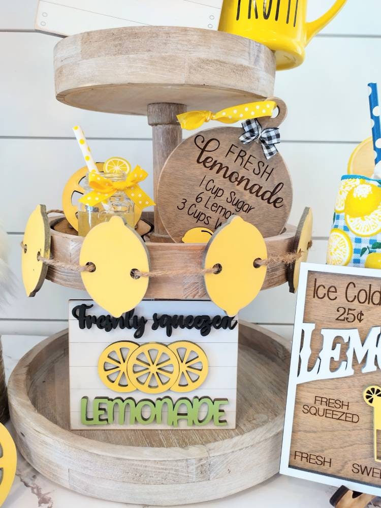 Lemonade Tier Tray Set Lemon Decor Lemonade Tier Tray Set - Etsy