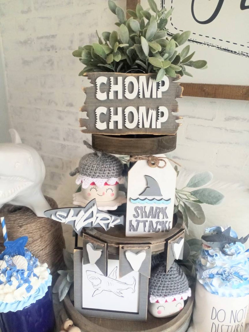 Shark Tier Tray Decor.mini Signs. Shark Birthday Signs. - Etsy
