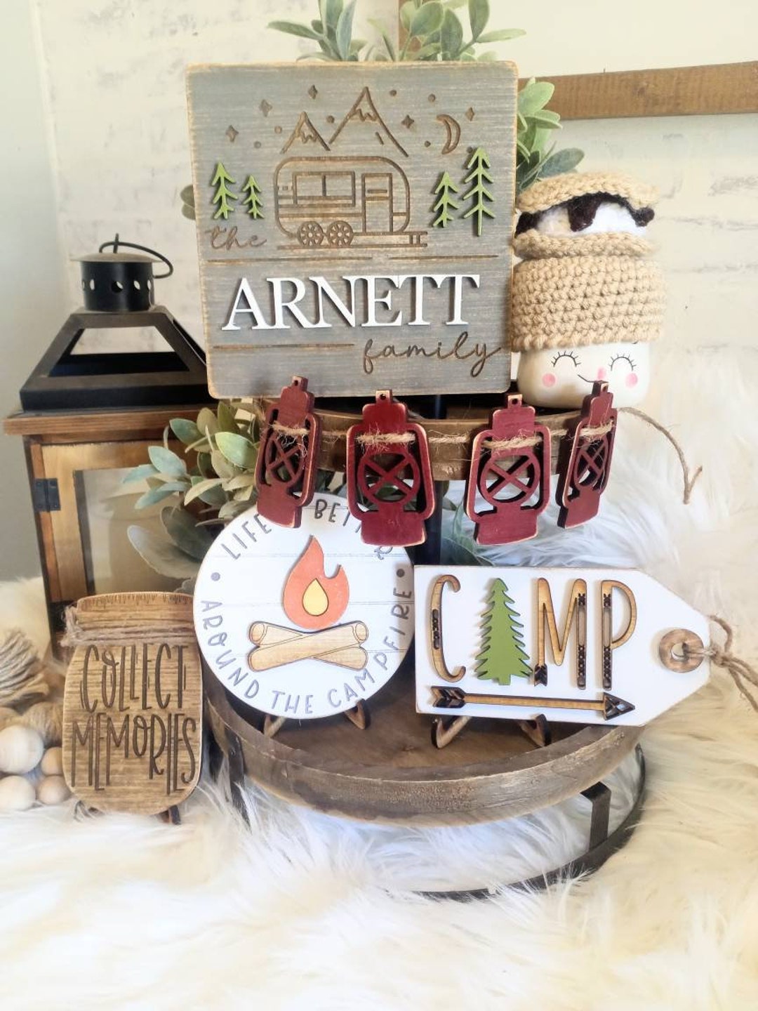 Camping Tier Tray..camping Decor..smores ..personalized Family..camping ...