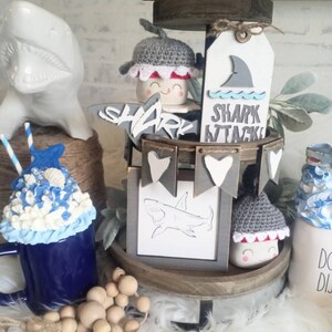 Shark Tier Tray Decor.mini Signs. Shark Birthday Signs. Birthday Part ...