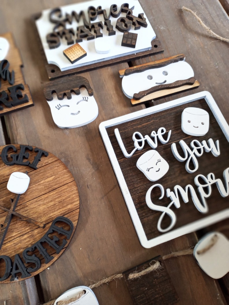 Smores Tier Tray Set S'moresmini Wood Signs - Etsy