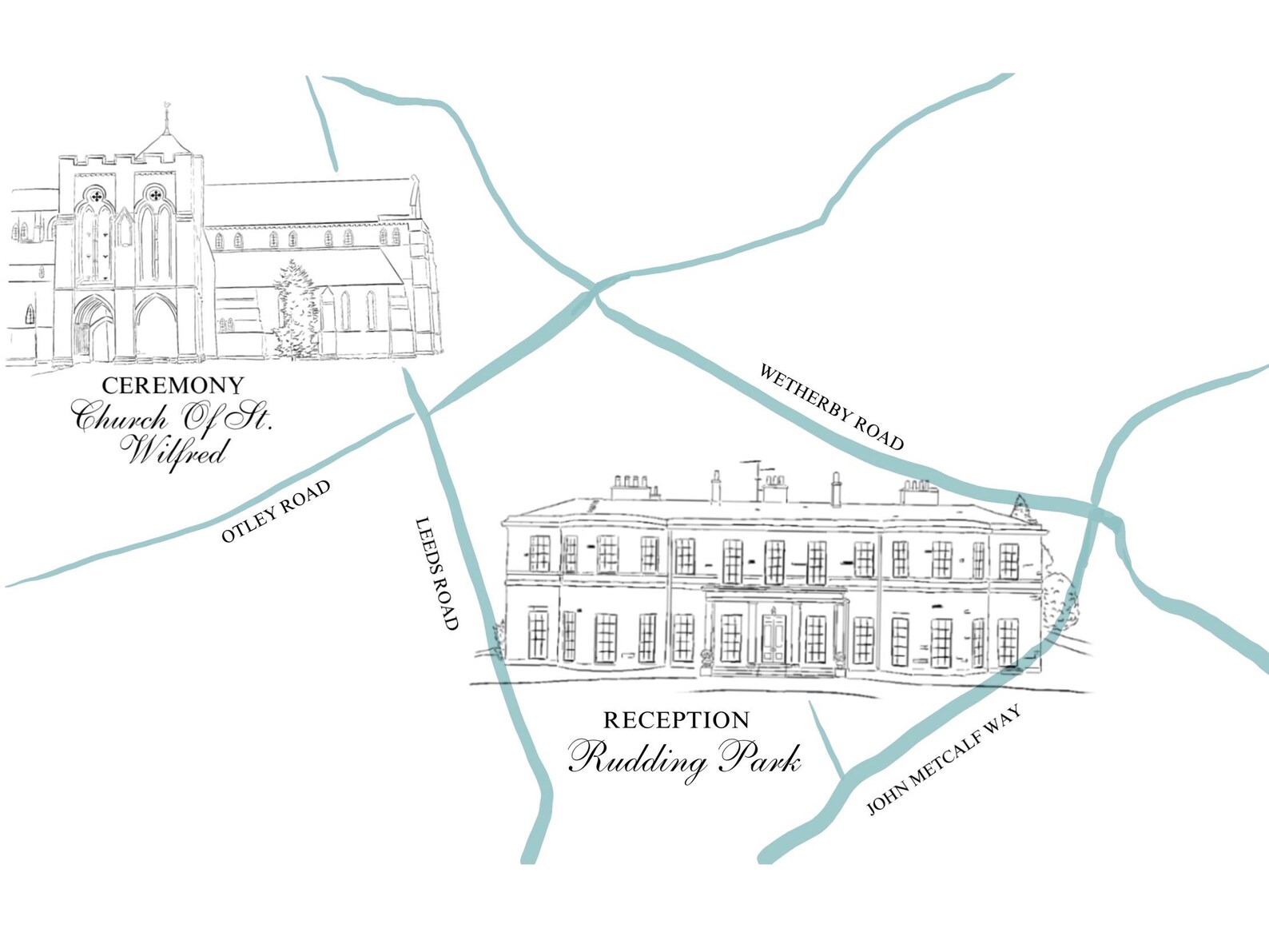 Bespoke Digital Hand Drawn Wedding Venue Map - Two+ Venues | Save the ...