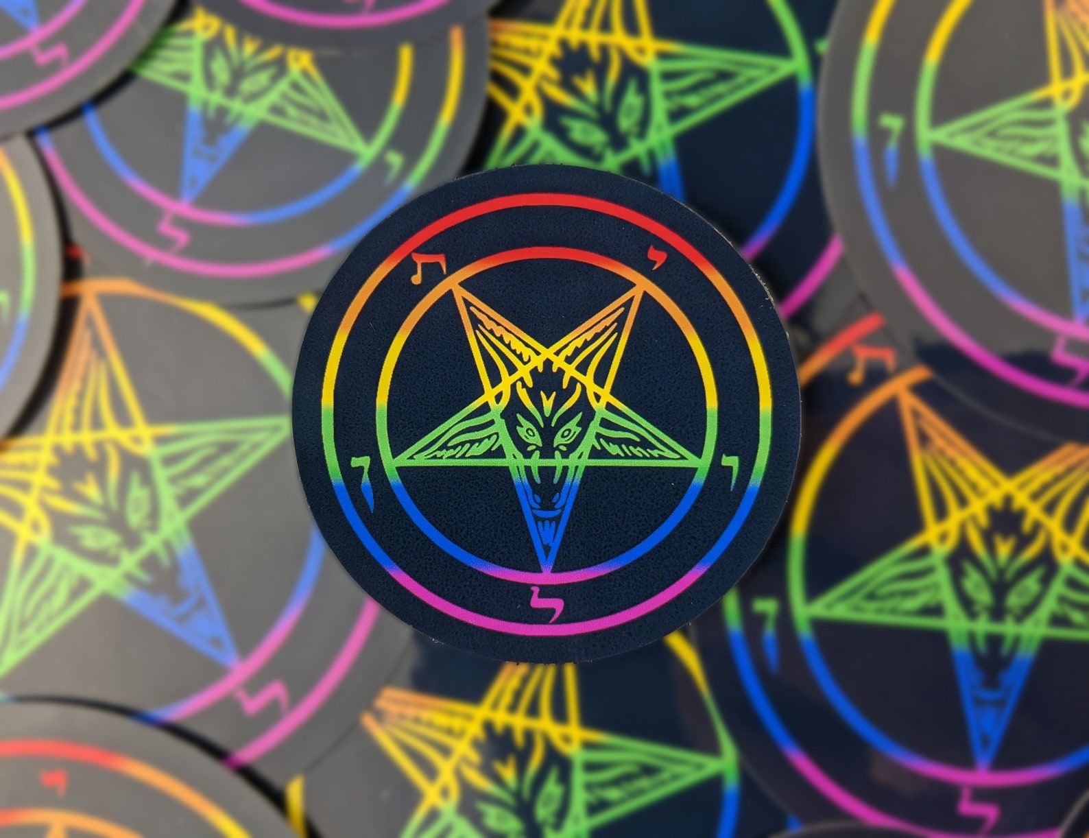 Rainbow Pentagram High Quality Laminated Glossy Weather | Etsy