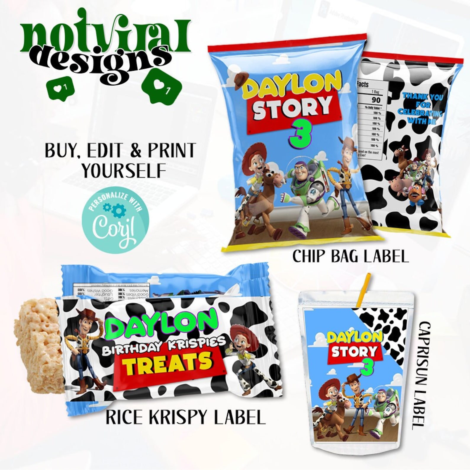 Toy Story Toy Story Party Favors Toy Story Birthday Chip - Etsy
