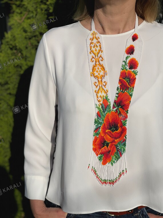 Ukrainian Gerdan With Poppy Flowers Traditional Ukraine - Etsy