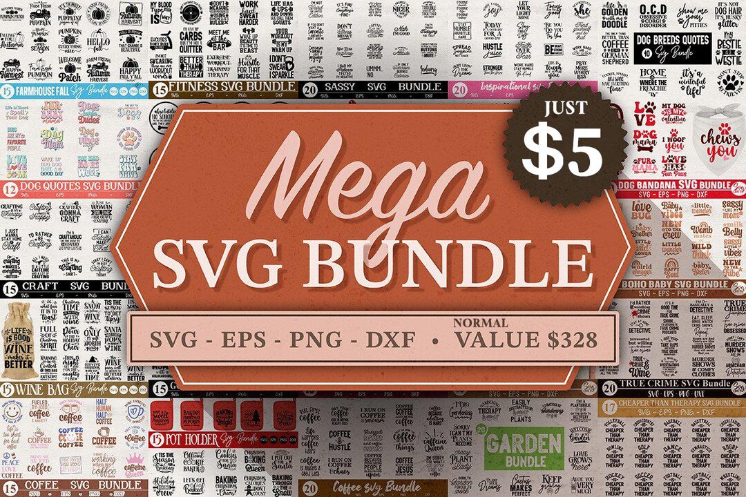 Mega SVG Bundle, T Shirt Designs SVG, Svg Files for Cricut, Silhouette ...