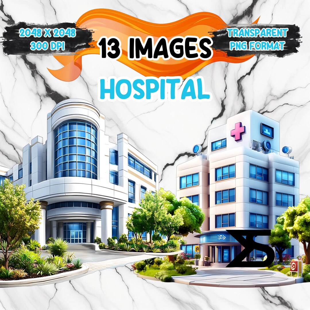 Watercolor Hospital PNG Image on Transparent Background, Digital ...