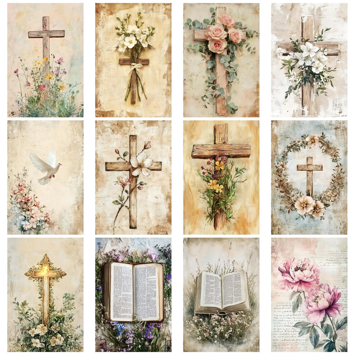 Boho Christian Pages Printable Junk Journal Kit Bible Verses Vintage ...