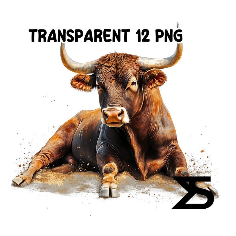 Watercolor Majestic Bull PNG Image, Bull Clipart Bundle, Commercial Use ...