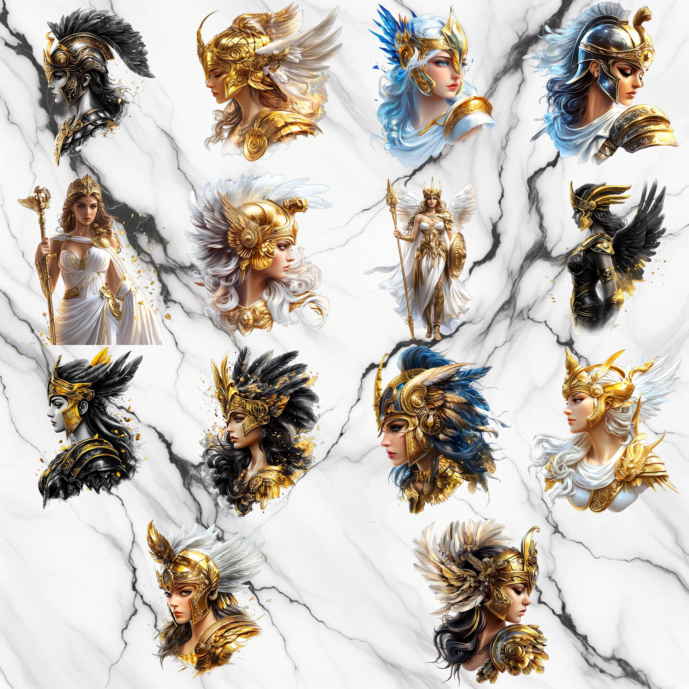 Watercolor Goddess Athena PNG Image on Transparent Background, Digital ...
