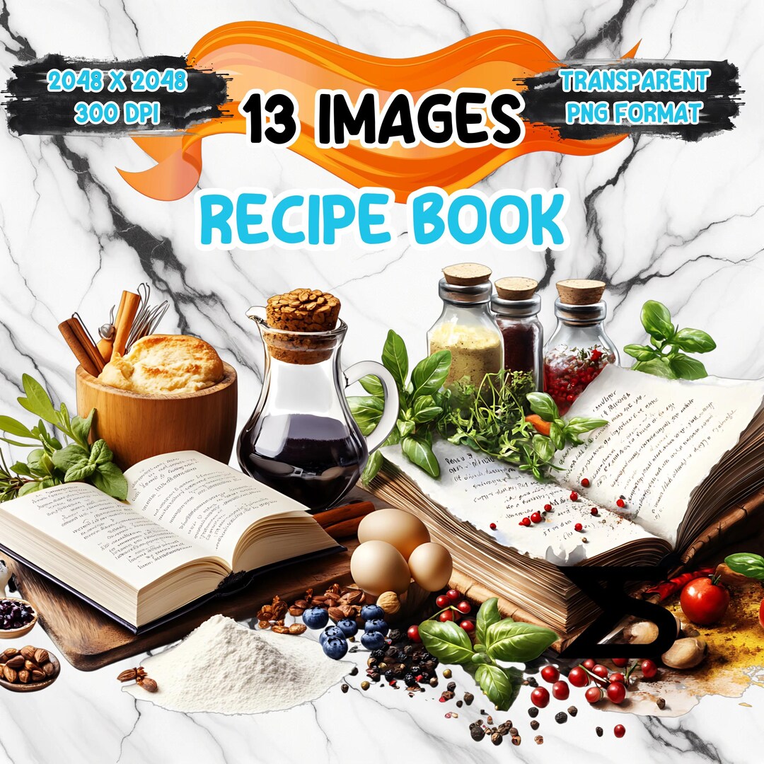 Watercolor Recipe Book PNG Image on Transparent Background, Digital ...