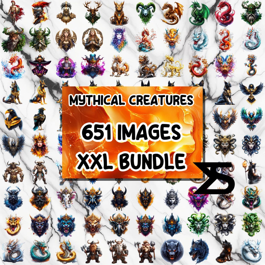 XXL Watercolor Mythical Creatures PNG Clipart Image on Transparent ...
