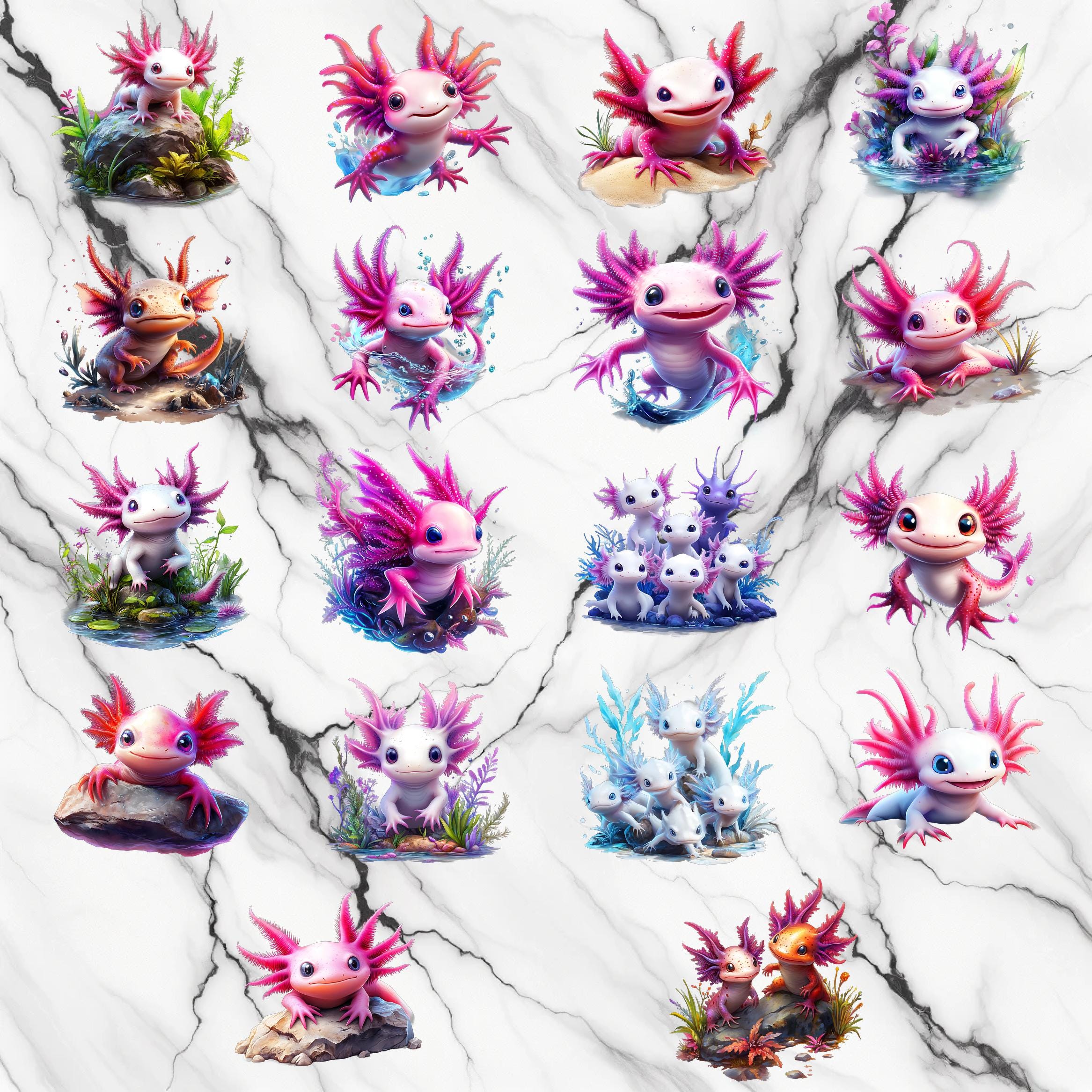 Watercolor Axolotl PNG Image, Axolotl Clipart Bundle, Commercial Use ...