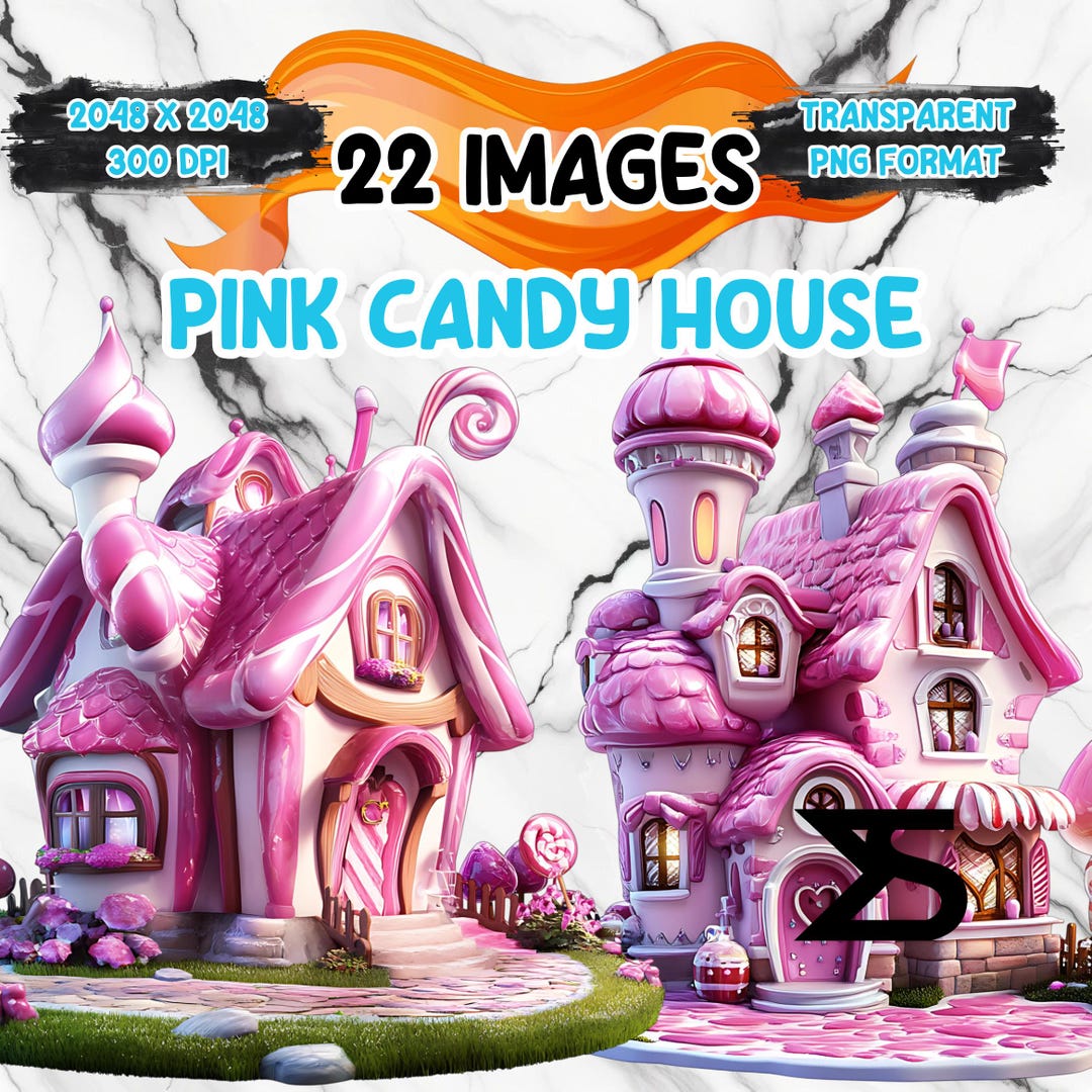 Watercolor Pink Candy House PNG Image on Transparent Background ...