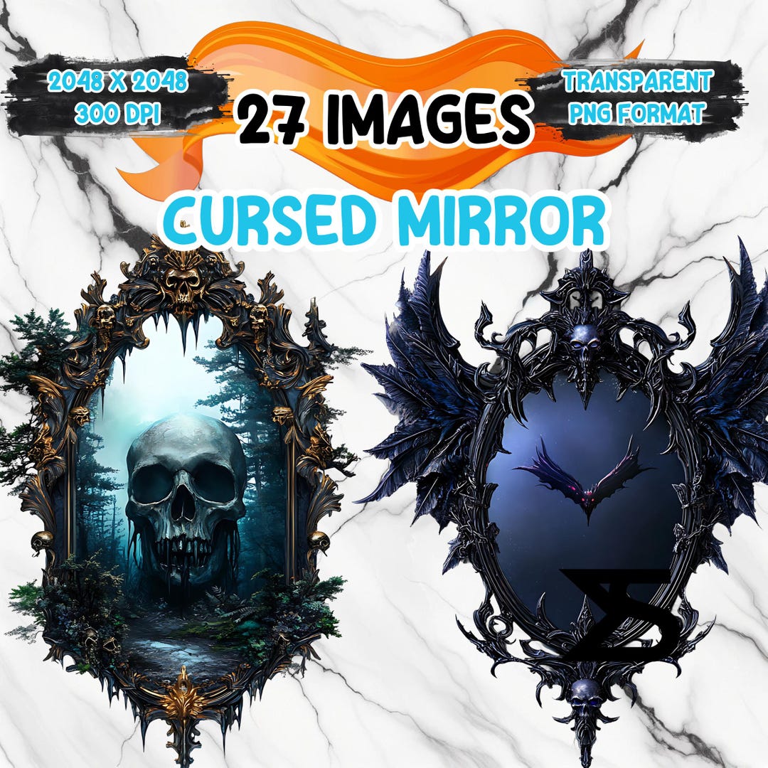 Watercolor Cursed Mirror PNG Image on Transparent Background, Digital ...