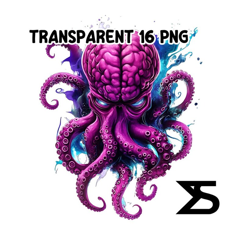 Watercolor Tentacled Brain Beast PNG Image on Transparent Background ...