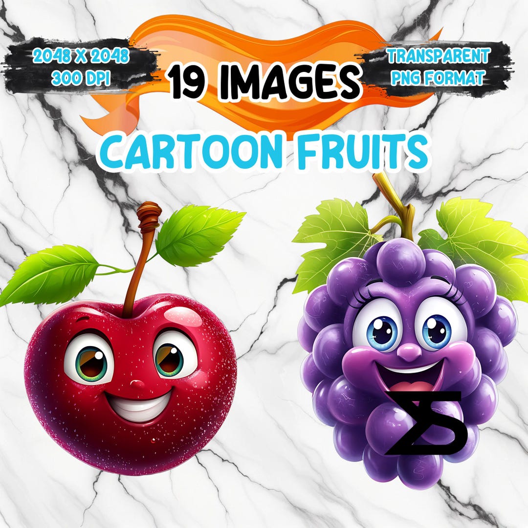 Watercolor Cartoon Fruits PNG Image With Transparent Background ...