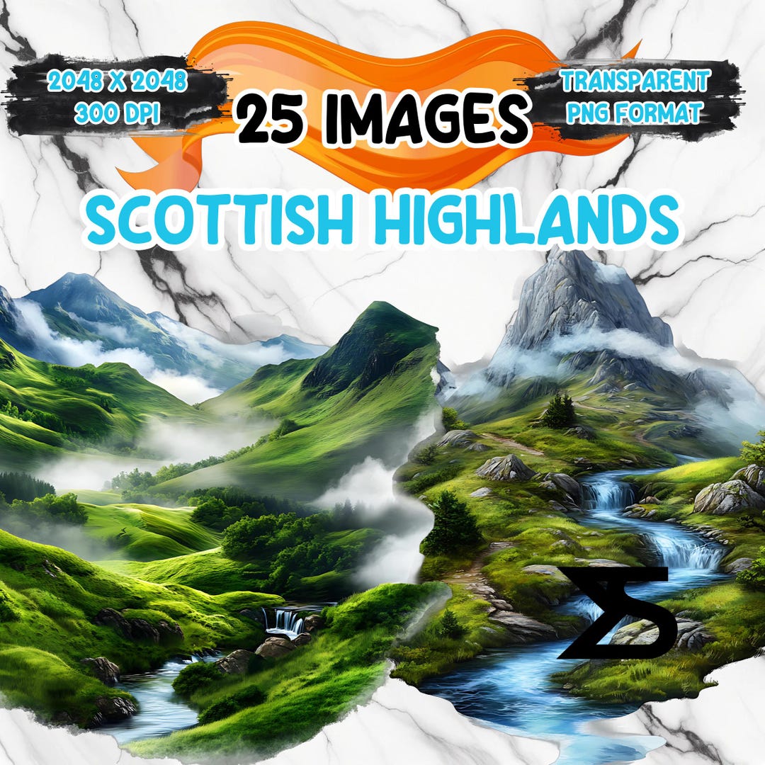 Watercolor Scottish Highlands PNG Image With Transparent Background ...