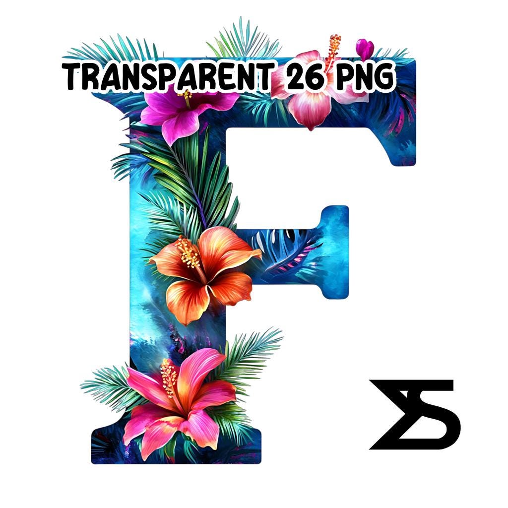 Watercolor Tropical Alphabet PNG Image on Transparent Background ...